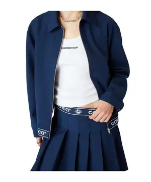 Casablanca Zip-up Collared Jacket With Logo Trim - Navy