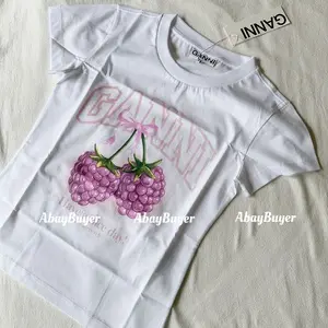 GANNI Raspberry Graphic Baby Fit T-shirt
