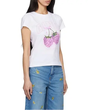 GANNI Raspberry Print Baby Fit T-shirt