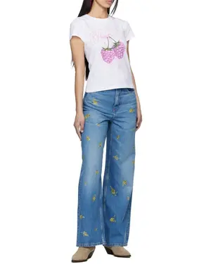 GANNI Raspberry Print Baby Fit T-shirt