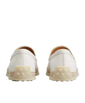 TOD'S Slipper Loafers With Raffia Trim - White