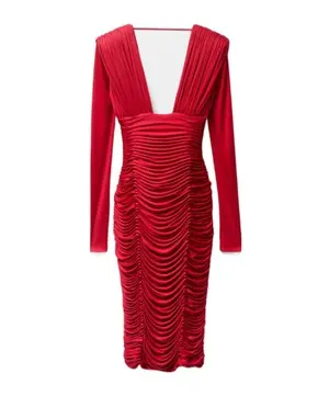 Versace Long Sleeve Draped Midi Dress