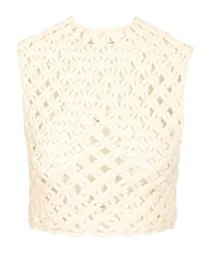 ALAÏA Alaïa Hand-Knotted Crewneck Sleeveless Top