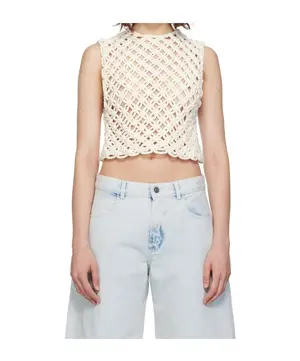 Alaïa Hand-knotted Crewneck Sleeveless Top - White