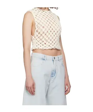 Alaïa Hand-knotted Crewneck Sleeveless Top - White