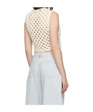 Alaïa Hand-knotted Crewneck Sleeveless Top - White