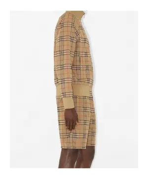 Burberry Check Zip-up Bomber Jacket - Sand-colored