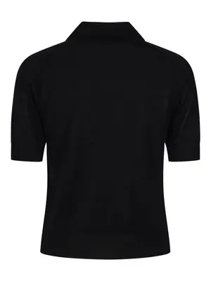 AMI Paris Logo Embroidered Knitted Polo Top