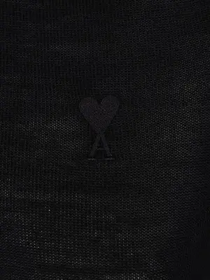AMI Paris Logo Embroidered Knitted Polo Top
