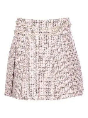 SELF-PORTRAIT Pleated Chain Belt Mini Skirt - No