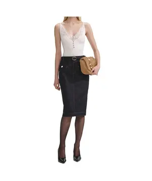 SELF-PORTRAIT Lace-trimmed Ribbed-knit Top