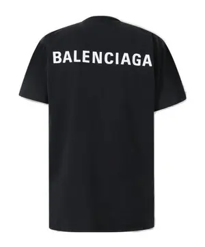 Balenciaga Logo Printed Crewneck T-shirt - Fadedwashedblack