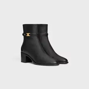 Celine Garance Triomphe Strap Boot In Calfskin