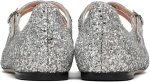 Bally Beliska Glitter Ballet Flats With Crisscross Straps - Silver
