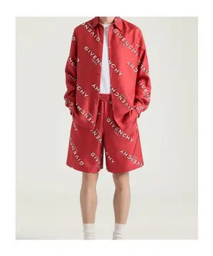Givenchy Logo Shadow Printed Bermuda Shorts - Red