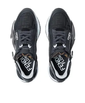 Fendi Ff Jacquard Running Sneakers - Black