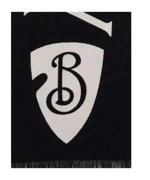 Burberry Logo Jacquard Frayed-edge Scarf - Black