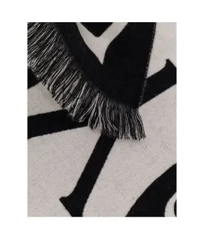 Burberry Logo Jacquard Frayed-edge Scarf - Black