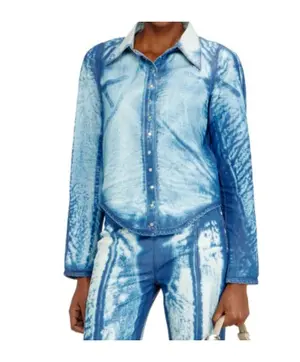 DIESEL® Snap-front Printed Long Sleeve Shirt