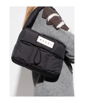 Marni Quilted Logo Patch Shoulder Bag