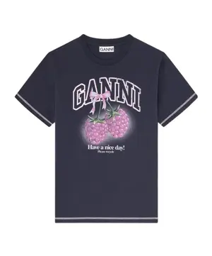 GANNI Raspberry Print T-shirt