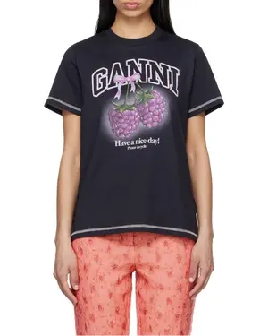GANNI Raspberry Print T-shirt