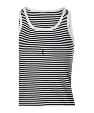 Saint Laurent Cassandre Striped Tank Top - White