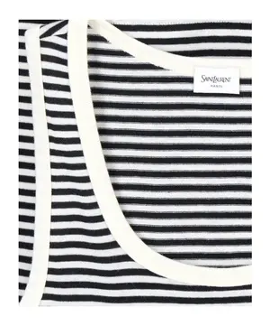 Saint Laurent Cassandre Striped Tank Top - White