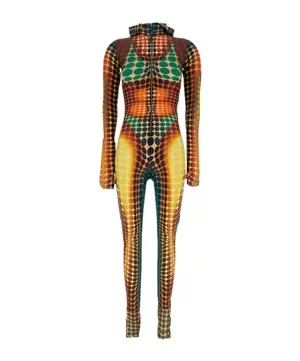 JEAN PAUL GAULTIER High Neck Hooded Jumpsuit - Multicolor