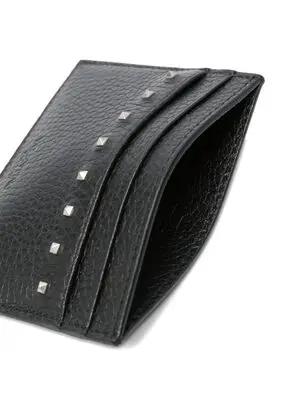 Valentino Garavani Rockstud Logo Debossed Cardholder - Black