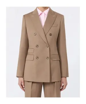 Max Mara Tailored Double Breasted Long Sleeve Blazer - Hazelnut Color