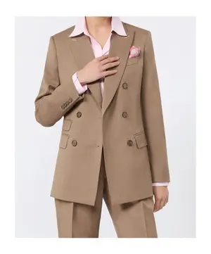 Max Mara Tailored Double Breasted Long Sleeve Blazer - Hazelnut Color