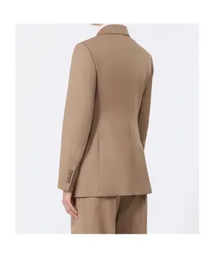 Max Mara Tailored Double Breasted Long Sleeve Blazer - Hazelnut Color