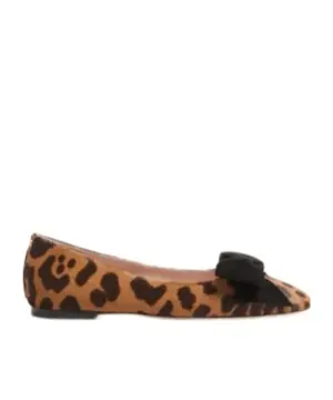 VALENTINO Valentino Leopard Print Bow Slip-On Ballet Flats