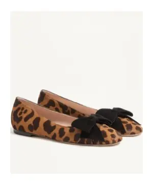 Valentino Garavani Leopard Print Bow Slip-on Ballet Flats - Brown