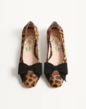 Valentino Garavani Leopard Print Bow Slip-on Ballet Flats - Brown