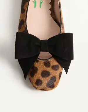 Valentino Garavani Leopard Print Bow Slip-on Ballet Flats - Brown