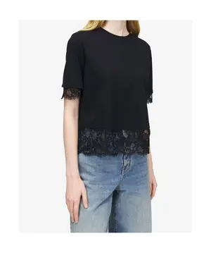 Alexander McQueen Lace Trimmed Crewneck T-shirt