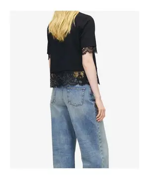 Alexander McQueen Lace Trimmed Crewneck T-shirt