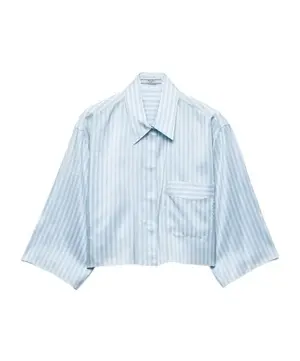 Prada Striped Lapel Collar Shirt