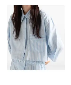Prada Striped Lapel Collar Shirt