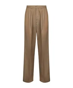 Dries Van Noten Pleated Straight-leg Trousers - Brown