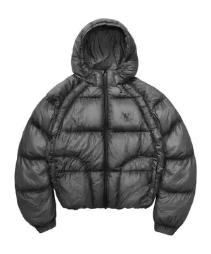 REPRESENT Hooded Down Jacket - Washed Black