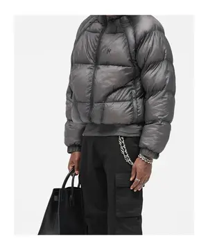 REPRESENT Hooded Down Jacket - Washed Black