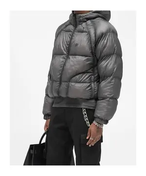 REPRESENT Hooded Down Jacket - Washed Black