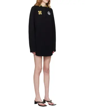 Off-White Patch Detailed Long-sleeved Dress