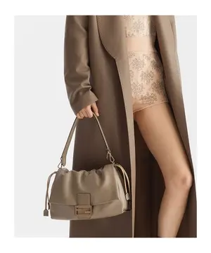 Fendi Mamma Baguette Drawstring Shoulder Bag - Dove-grey
