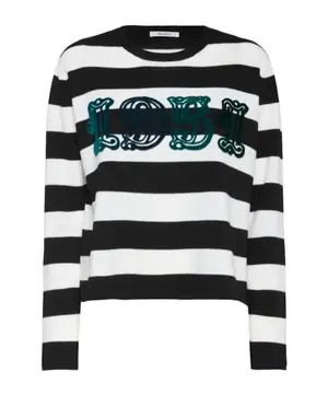 Max Mara Striped Crewneck Pullover - Black