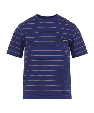Miu Miu Striped Jersey T-shirt With Pocket - Blue