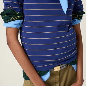 Miu Miu Striped Jersey T-shirt With Pocket - Blue